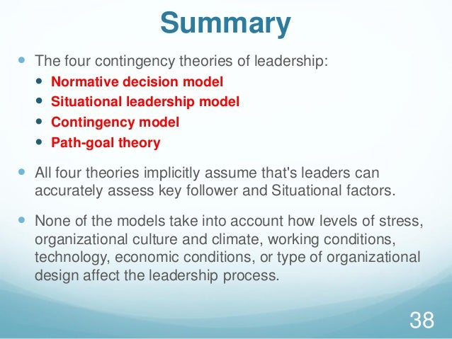 Contingency theories of leadership