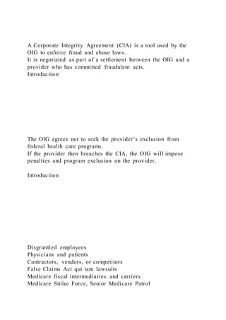 Chapter 7Corporate Integrity Agreements | PDF