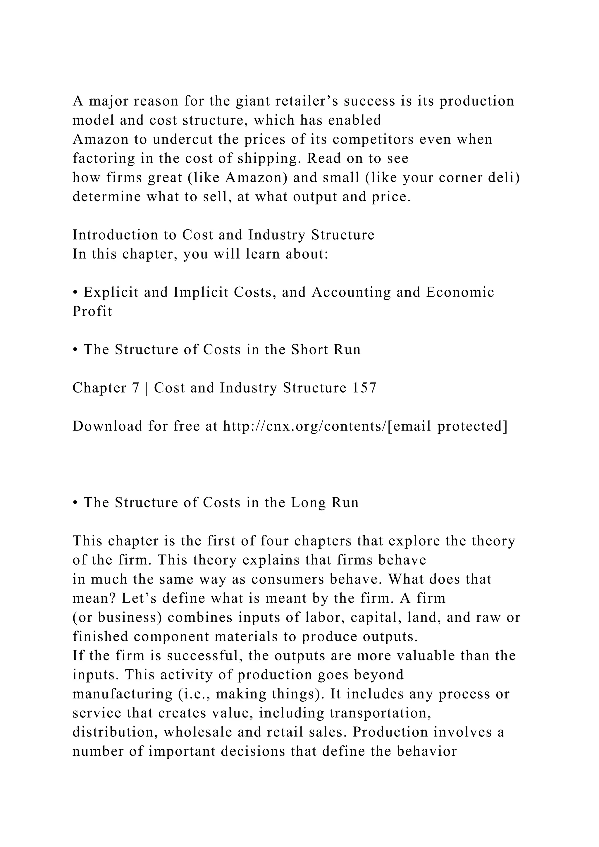Chapter 7 Cost and Industry Structure in the text Principles .docx