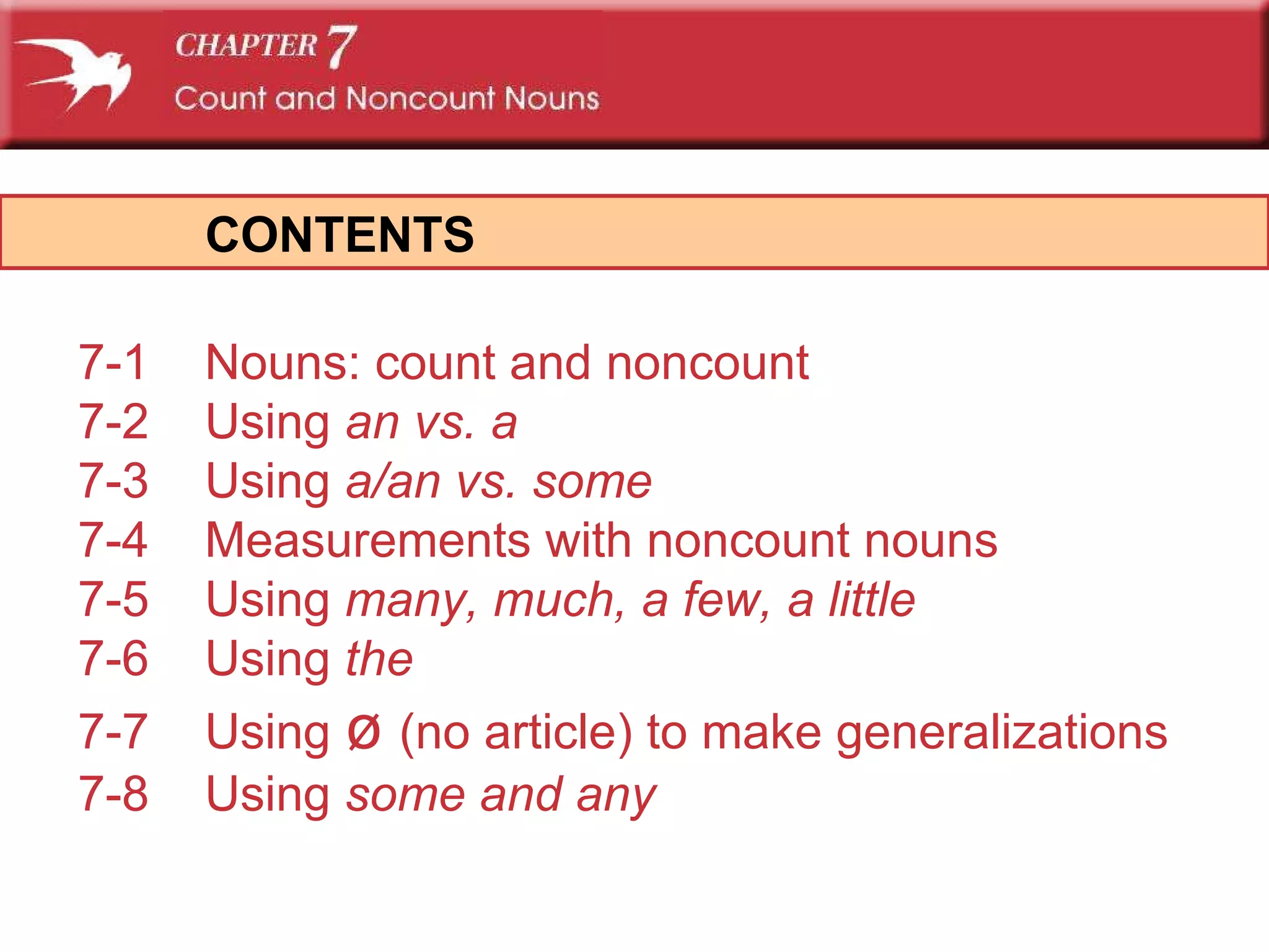 Chapter 7 (Count And Noncount Nouns) | PPS