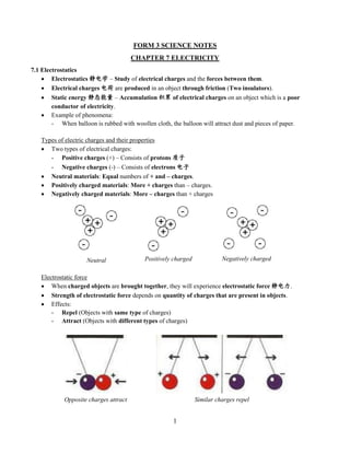Chapter 7 Electricity | PDF