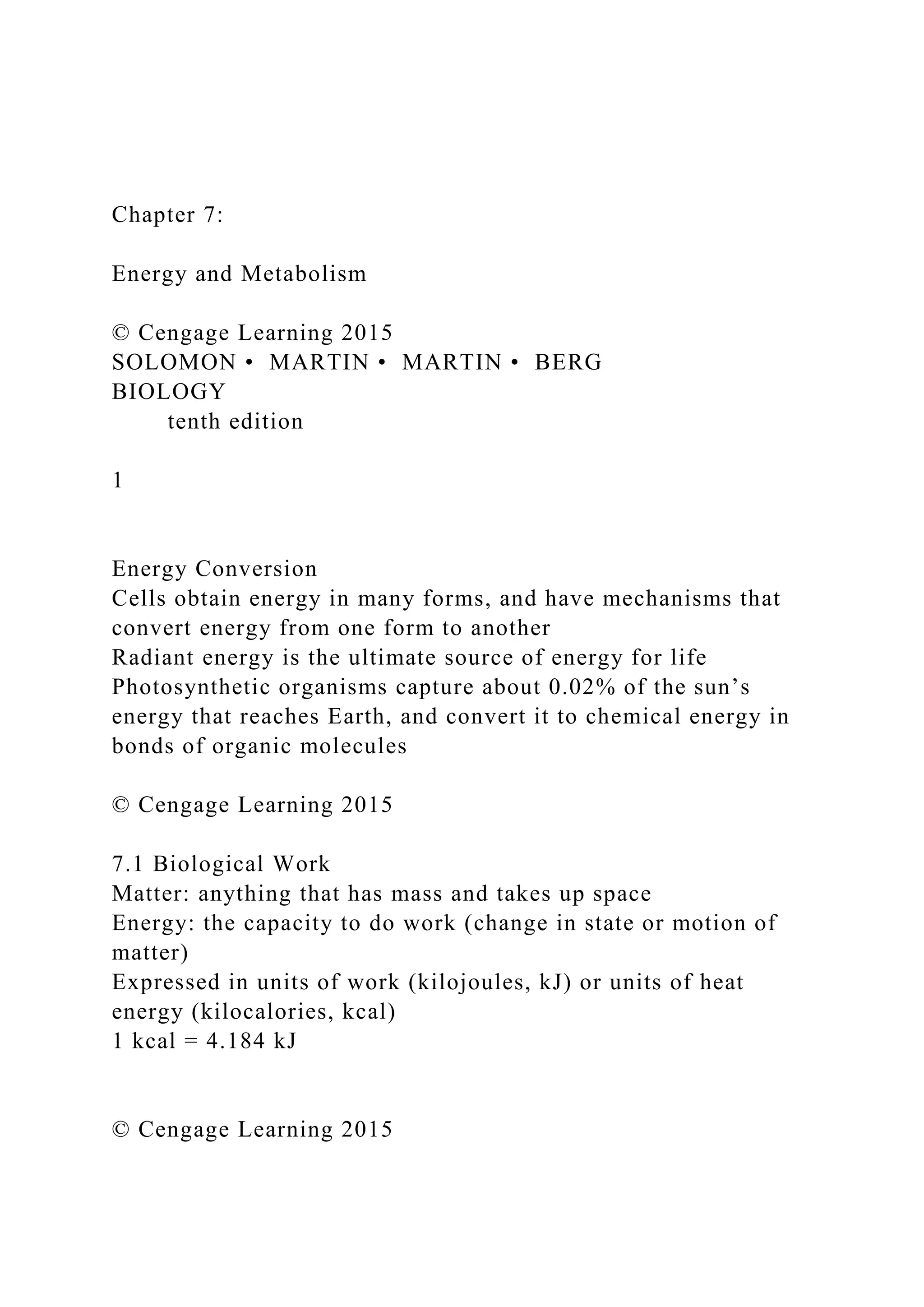 Chapter 7Energy and Metabolism© Cengage Learning 2015.docx