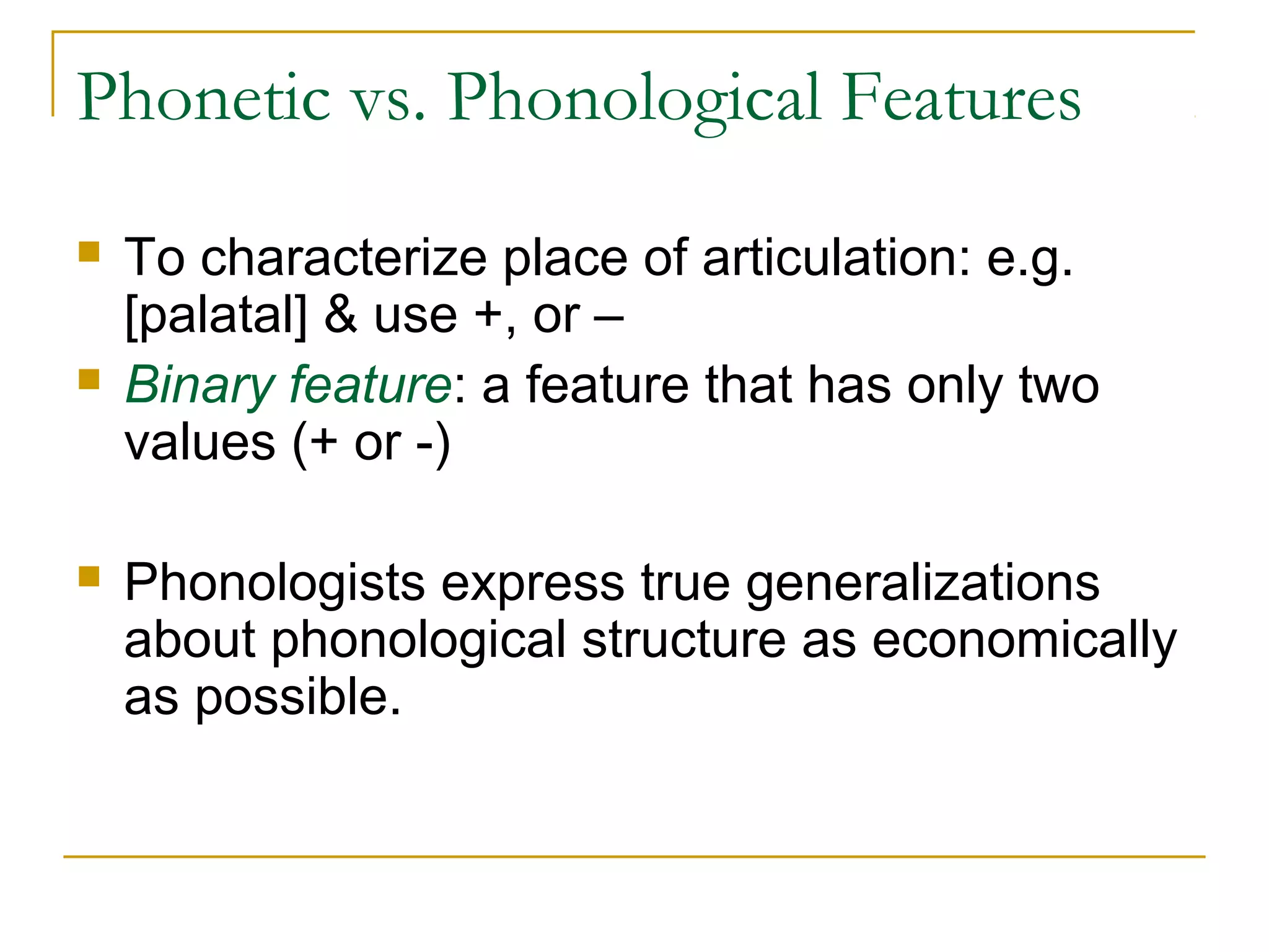phonology Chapter 7 features | PPT