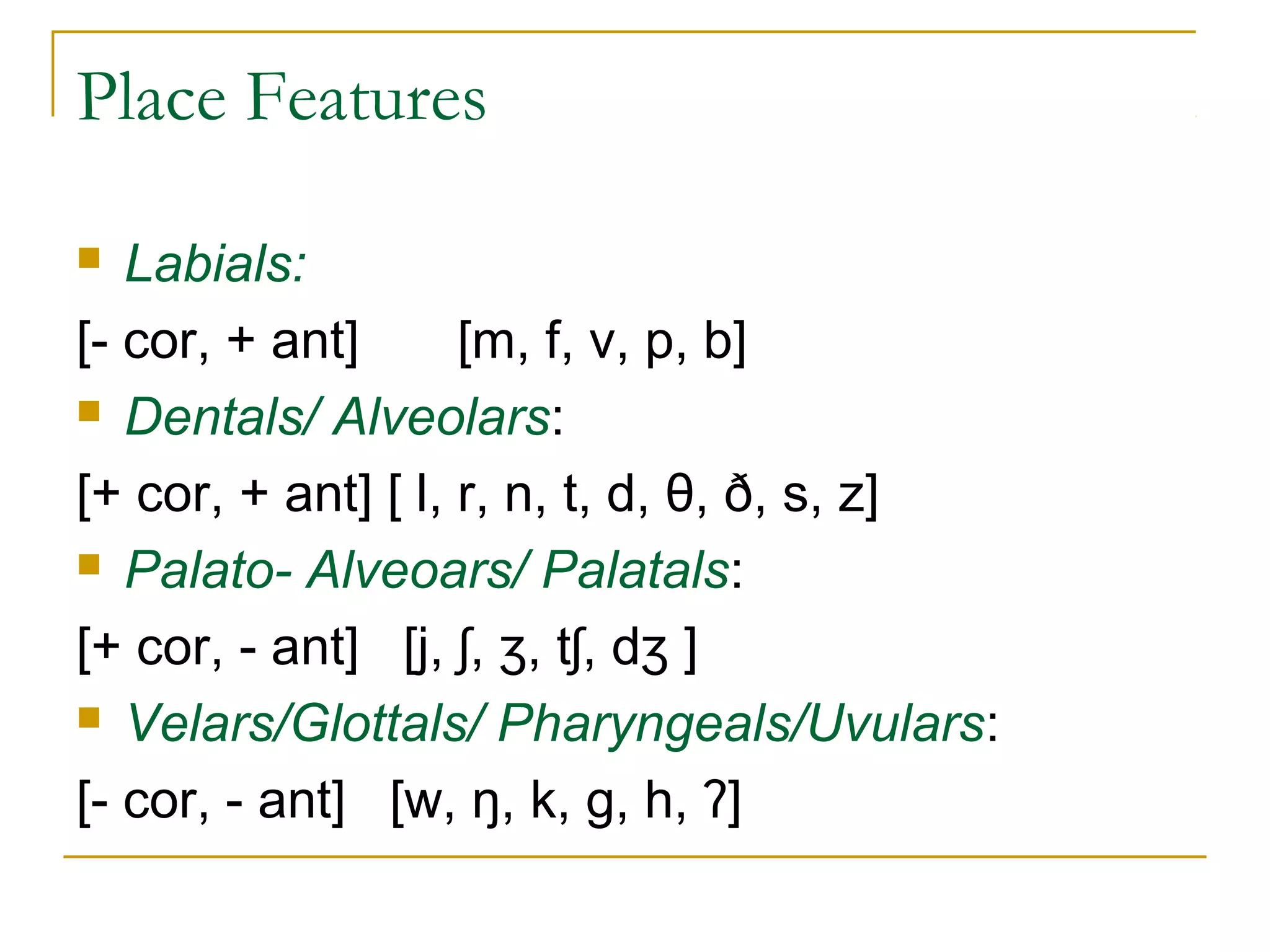phonology Chapter 7 features | PPT