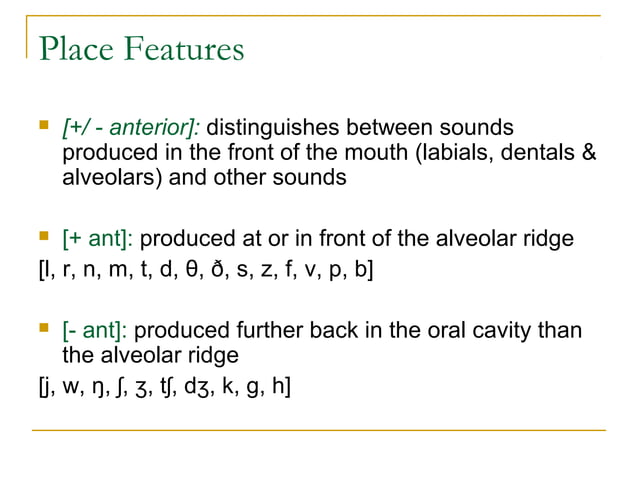 phonology Chapter 7 features | PPT