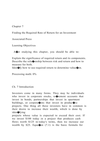 Chapter 7Finding the Required Rate of Return for an Invest.docx
