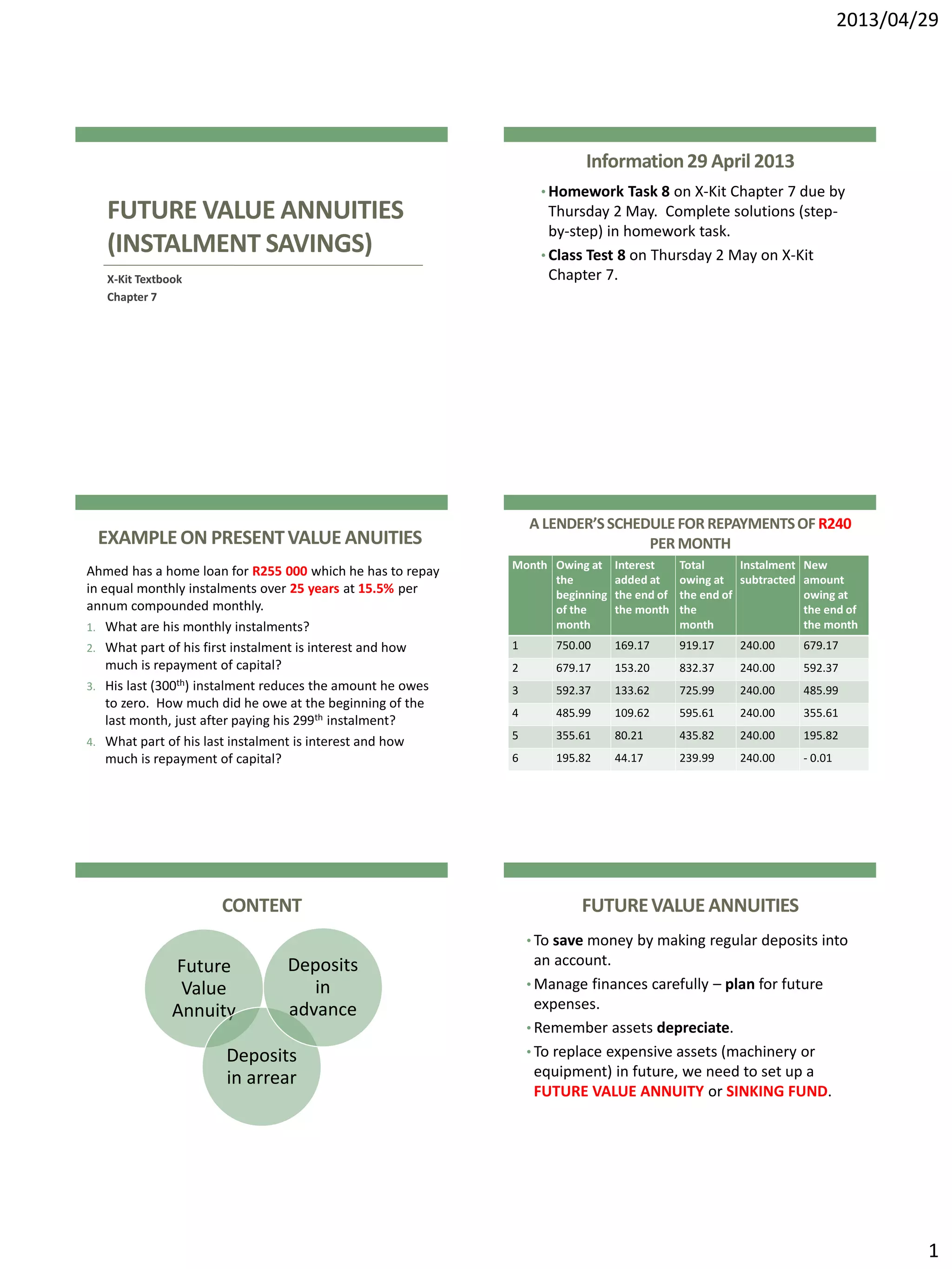 Chapter 7 future value annuities | PDF