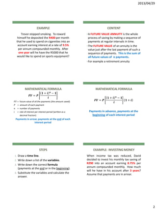 Chapter 7 future value annuities | PDF