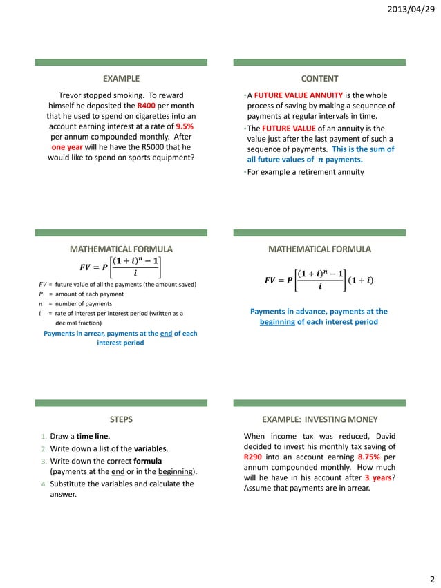 Chapter 7 future value annuities | PDF
