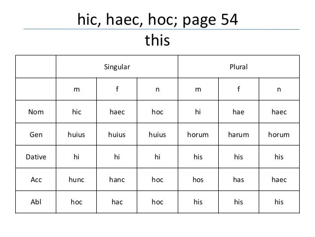 Hic Haec Hoc Declension Capitulum VII Via Latina The Dative Case