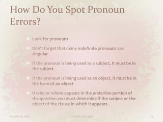 Chapter 7 Grammar And Usage Slideshow Format | PPTX