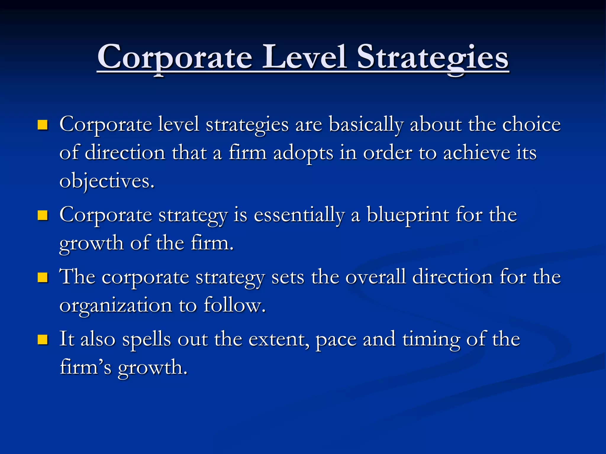 Corporate Level Strategies | PPTX