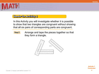 (8) Inquiry lab - Investigate Congruent Triangles | PPTX