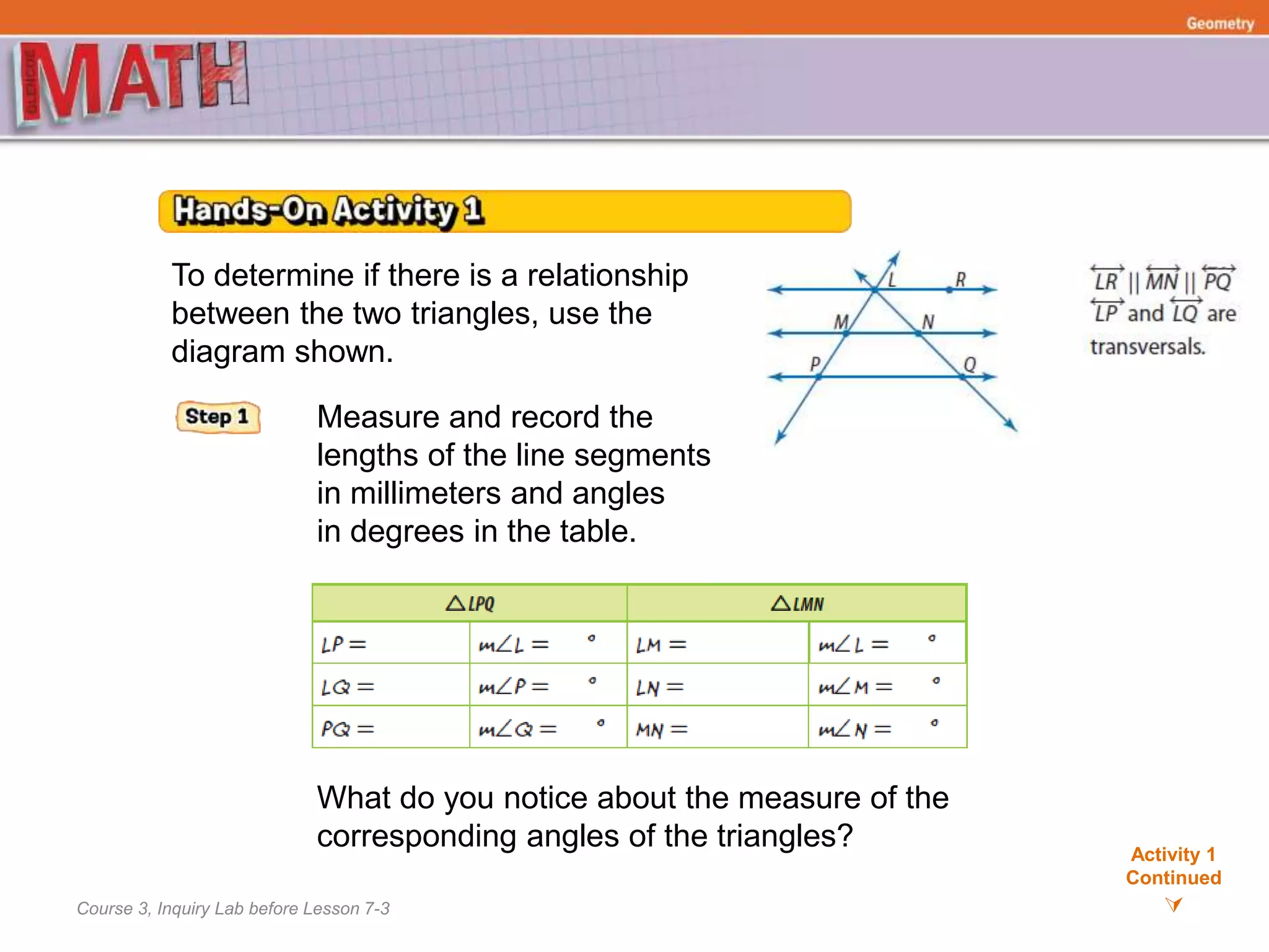 (8) Inquiry Lab - Similar Triangles | PPTX