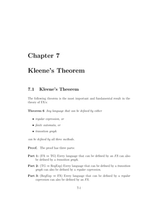 Chapter 7 kleene theorem | PDF