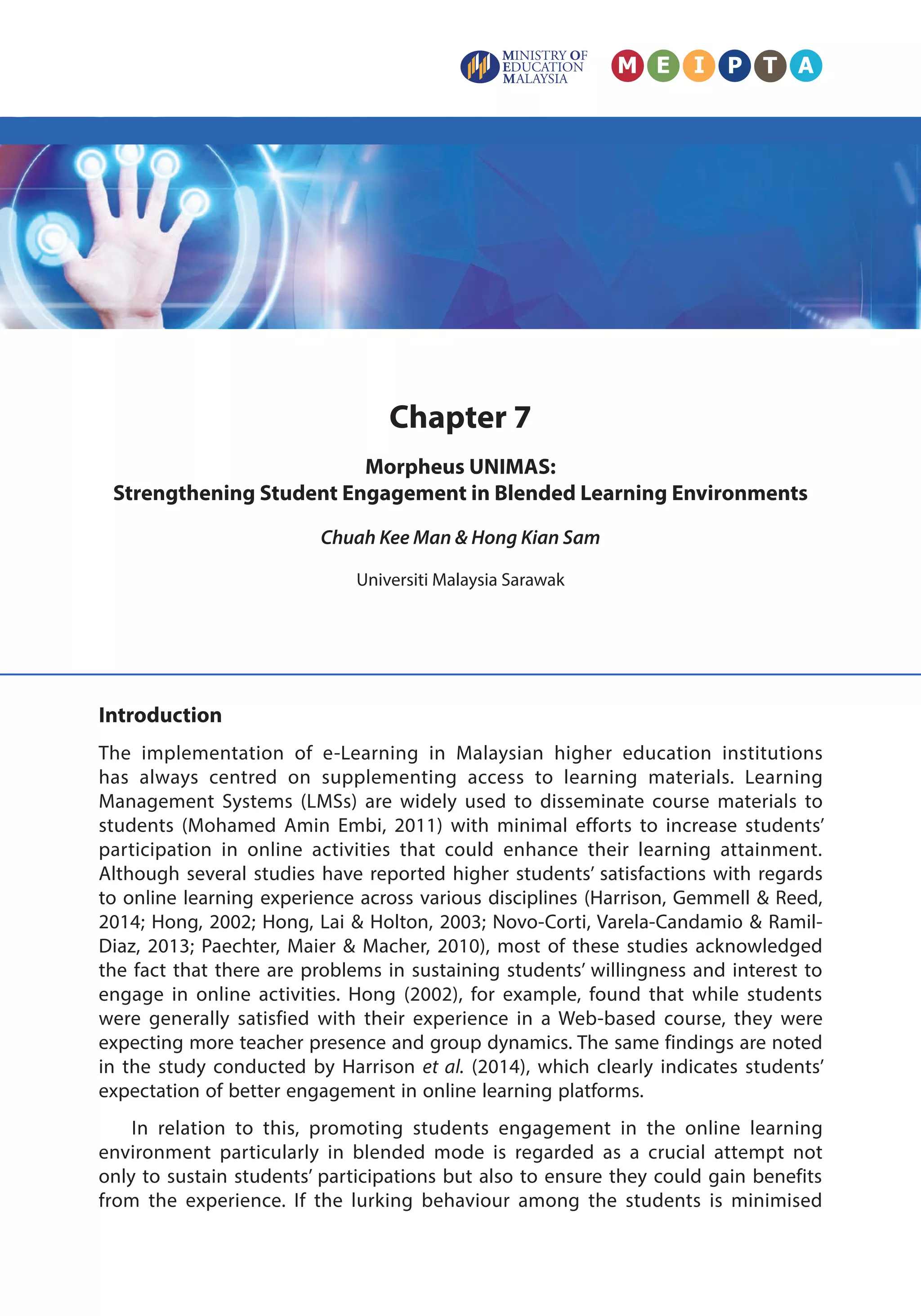 Morpheus UNIMAS: Strengthening Student Engagement in Blended Learning Environments | PDF