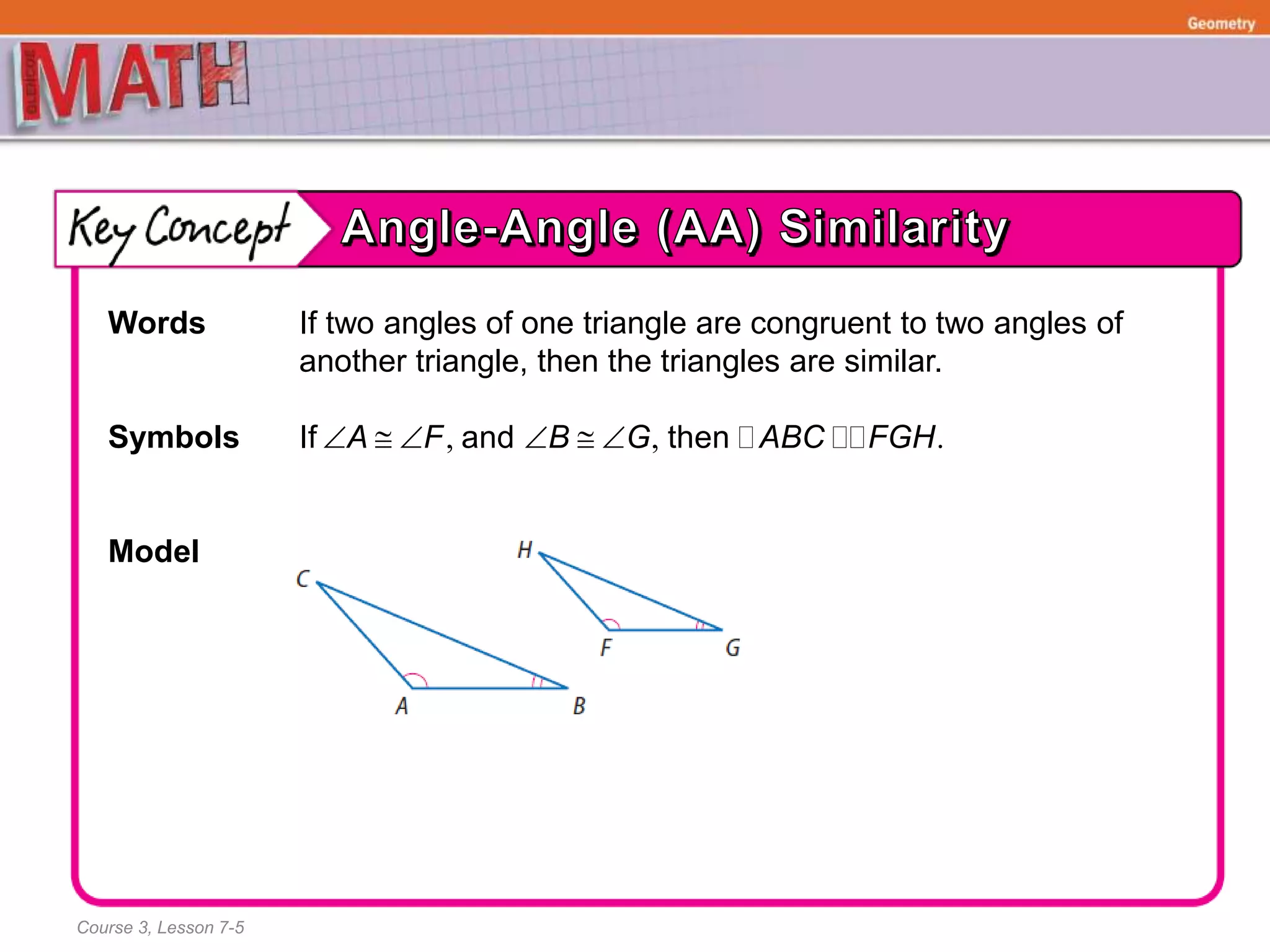 (8) Lesson 7.5 - Similar Triangles and Indirect measurement | PPTX