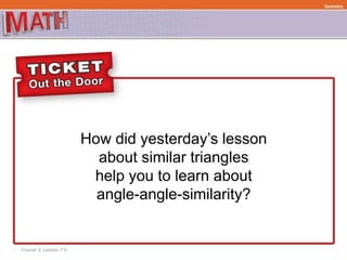 (8) Lesson 7.5 - Similar Triangles and Indirect measurement | PPTX