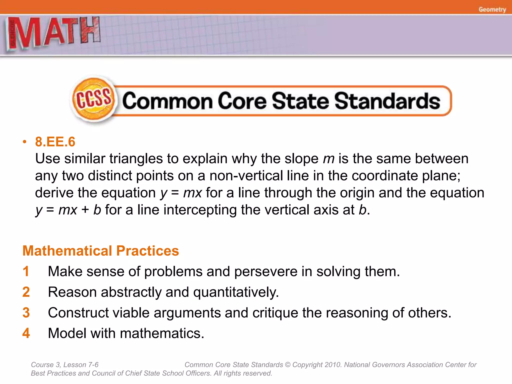 (8) Lesson 7.6 - Slope and Similar Triangles | PPT