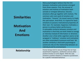 Chapter 7 motivation and emotion 1 | PPTX