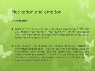 Chapter 7 motivation and emotion 2 | PPTX