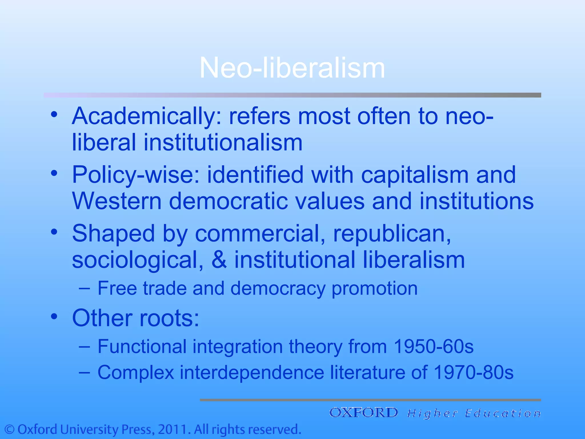 Neo-realism & Neo-liberalism | PPT