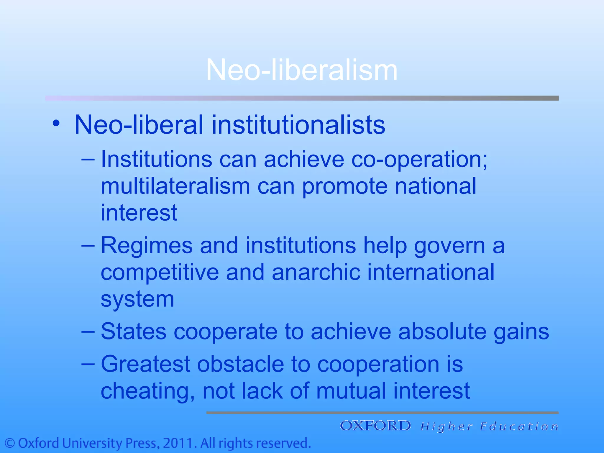 Neo-realism & Neo-liberalism | PPT