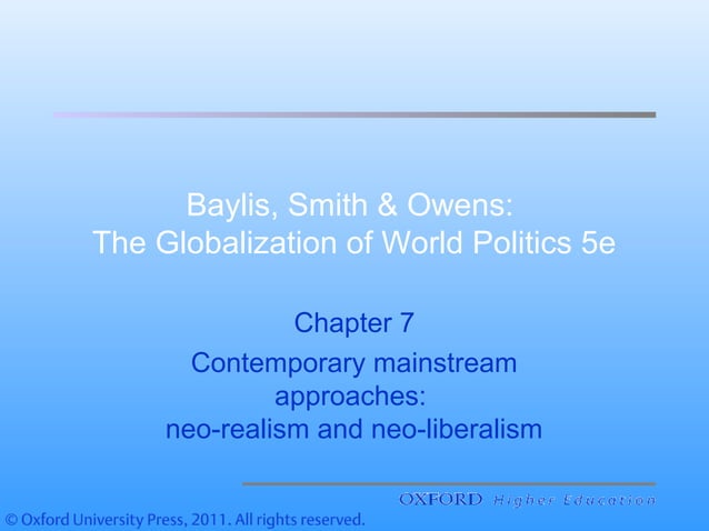 Neo-realism & Neo-liberalism | PPT | Political Issues & policy | Politics