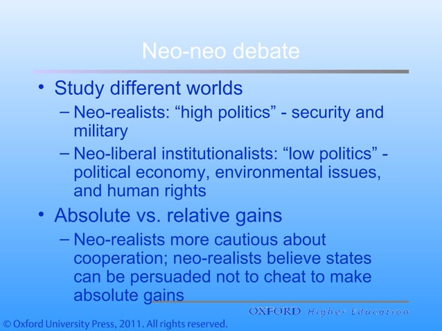 Neo-realism & Neo-liberalism | PPT | Political Issues & policy | Politics