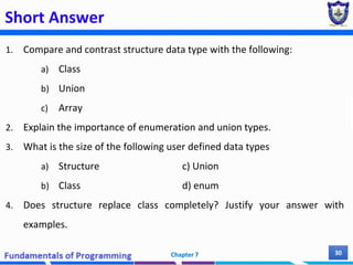 User Defined Datatypes in C++ (Union, enum, class) | PPTX | Programming Languages | Computing