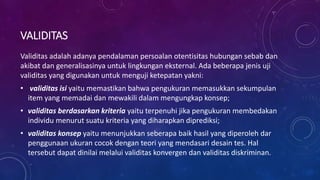 Pengukuran Skala, Realibilitas, dan Validitas | PPTX