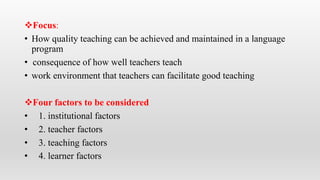 Providing for effective teaching (chapter 7 curriculum development in ...