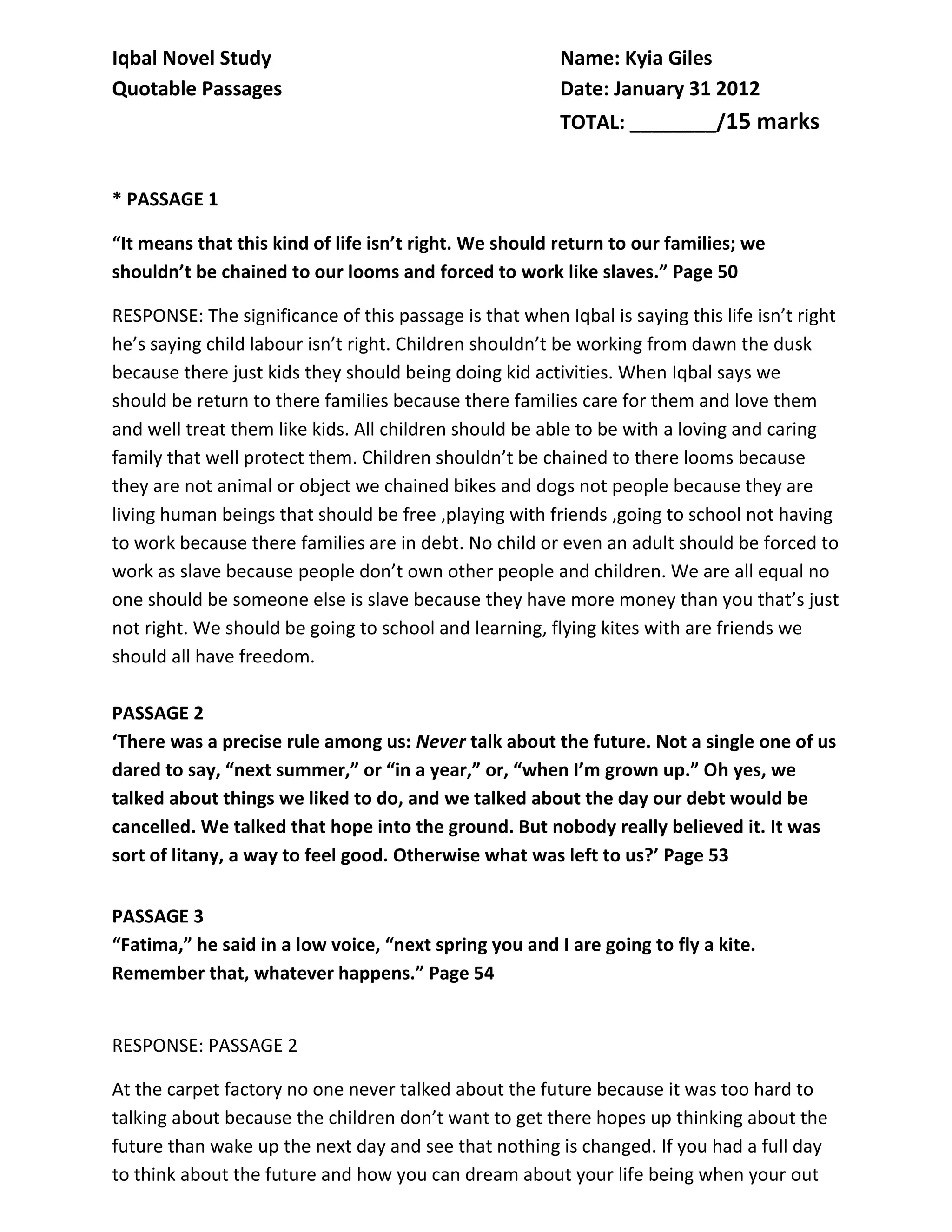 Kyia Chapter 7 quotable passage quiz | DOCX