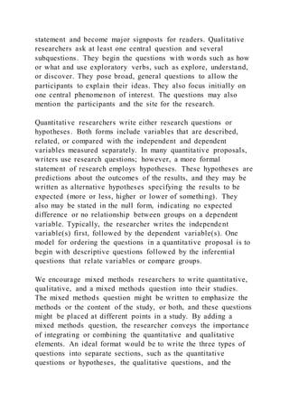 CHAPTER 7 RESEARCH QUESTIONS AND HYPOTHESESInvestigators place | DOCX