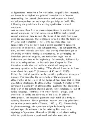 CHAPTER 7 RESEARCH QUESTIONS AND HYPOTHESESInvestigators place | DOCX