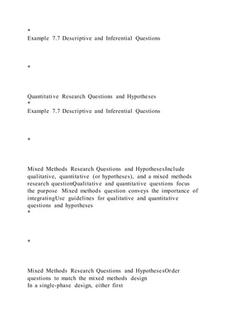 CHAPTER 7 RESEARCH QUESTIONS AND HYPOTHESESInvestigators place | PDF