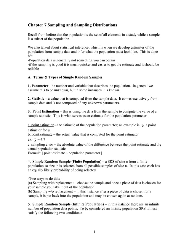 Chapter 7 sampling distributions | PDF