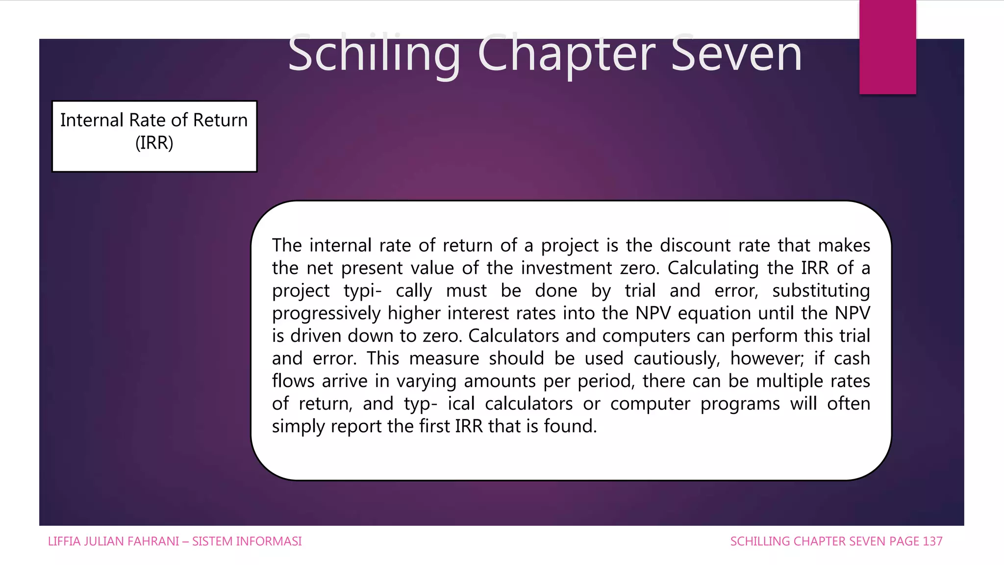 Chapter 7 schilling npv irr | PPTX