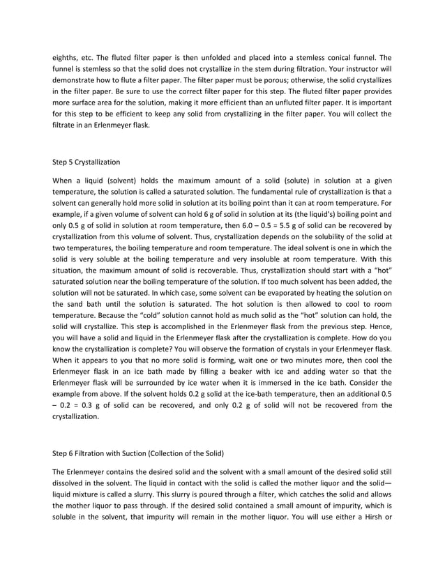 Crystallization of Napthalene, Lab report for Organic Chemistry | DOC