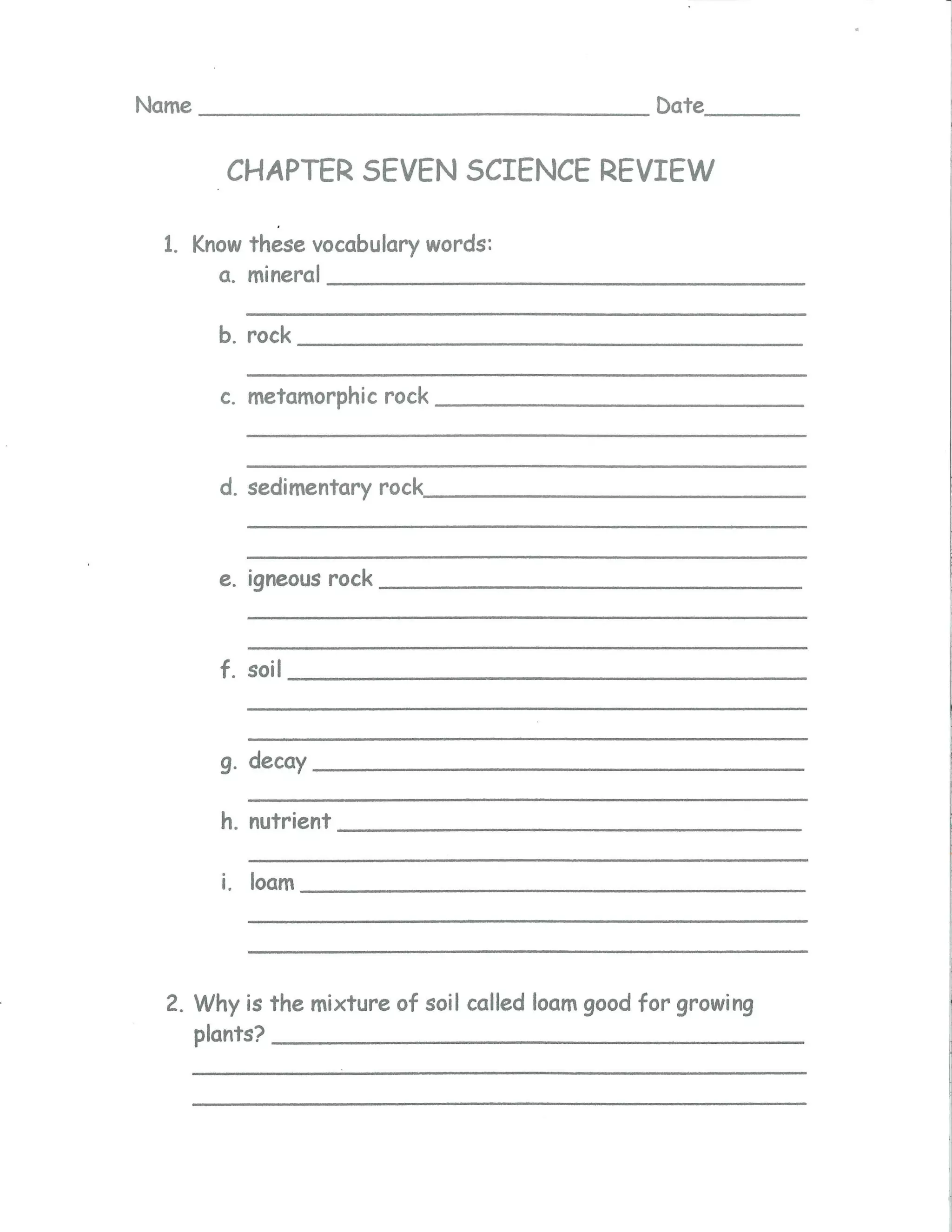 Chapter 7 Science Review | PDF