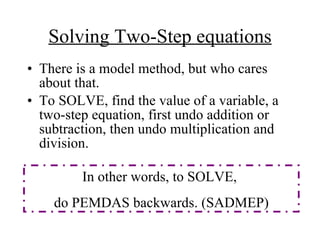 Solving Two Step Equations | PPT