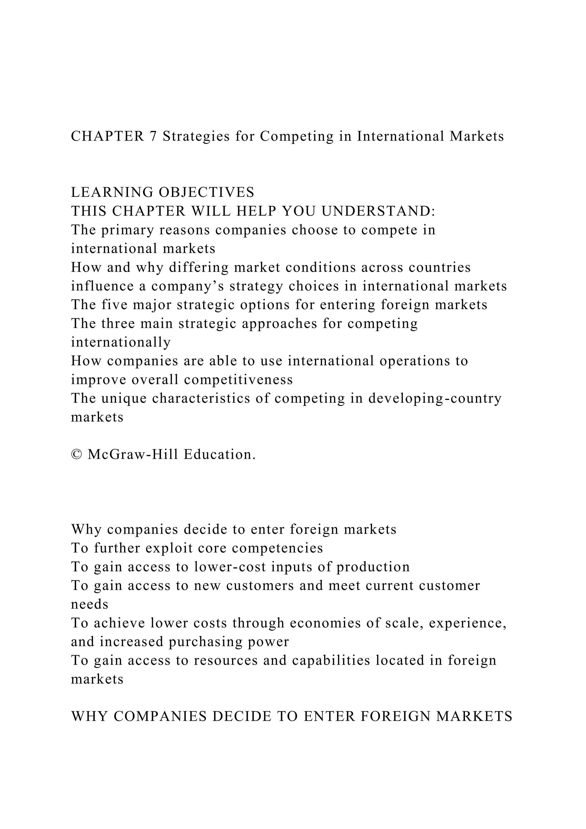 CHAPTER 7 Strategies for Competing in International Markets.docx