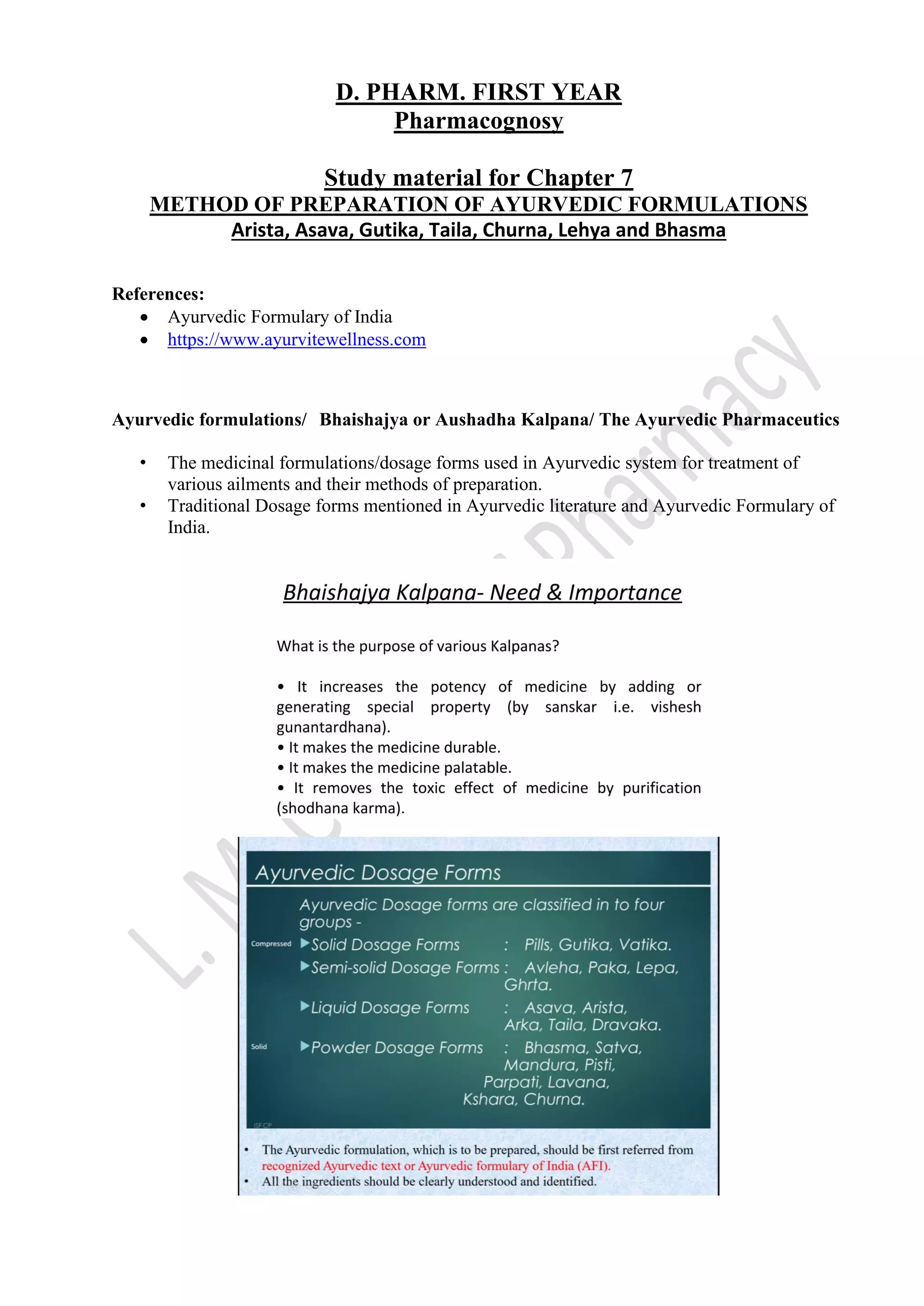 Chapter 7 study material for DPh students- Ayurvedic dosage forms.pdf