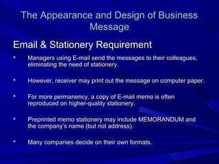 Chapter 7, the appearance and design of business message | PPT