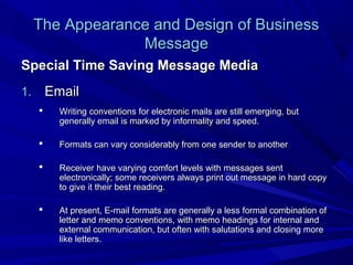 Chapter 7, the appearance and design of business message | PPT