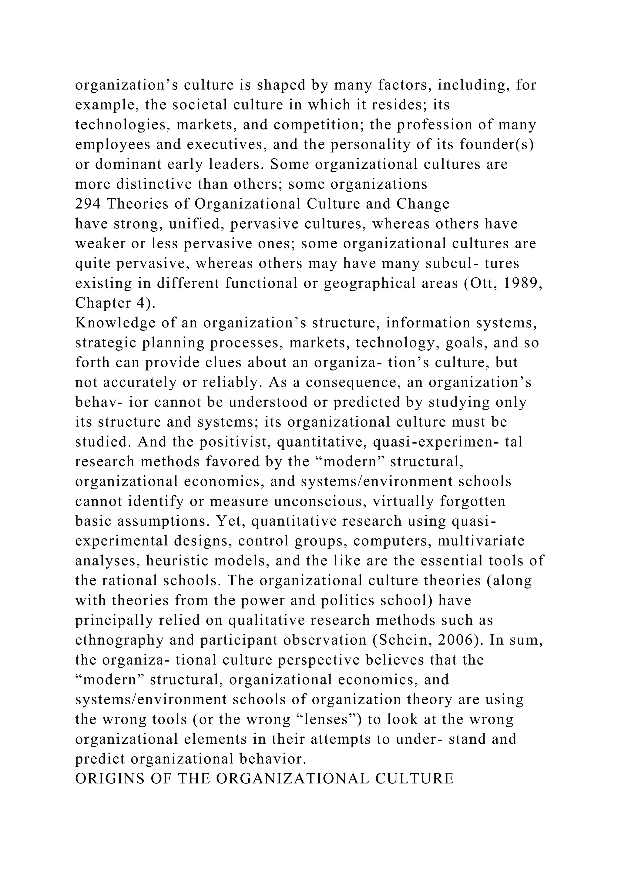 CHAPTER 7 Theories of Organizational Culture and Change Organi.docx