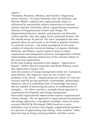CHAPTER 7 Theories of Organizational Culture and Change Organi.docx