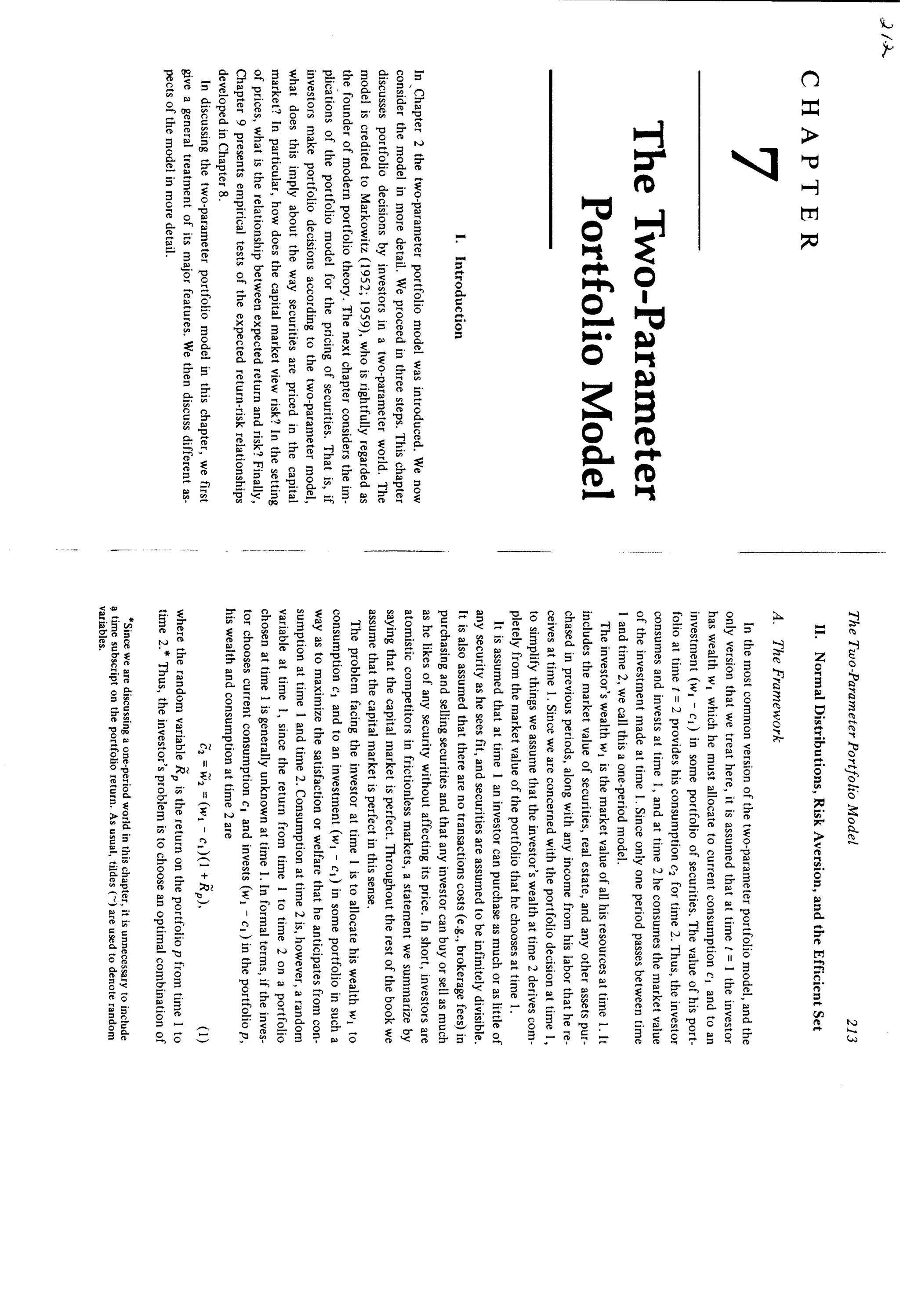 foundations of finance by fama 1976 Chapter 7 the two parameter portfolio model | PDF | Stocks ...