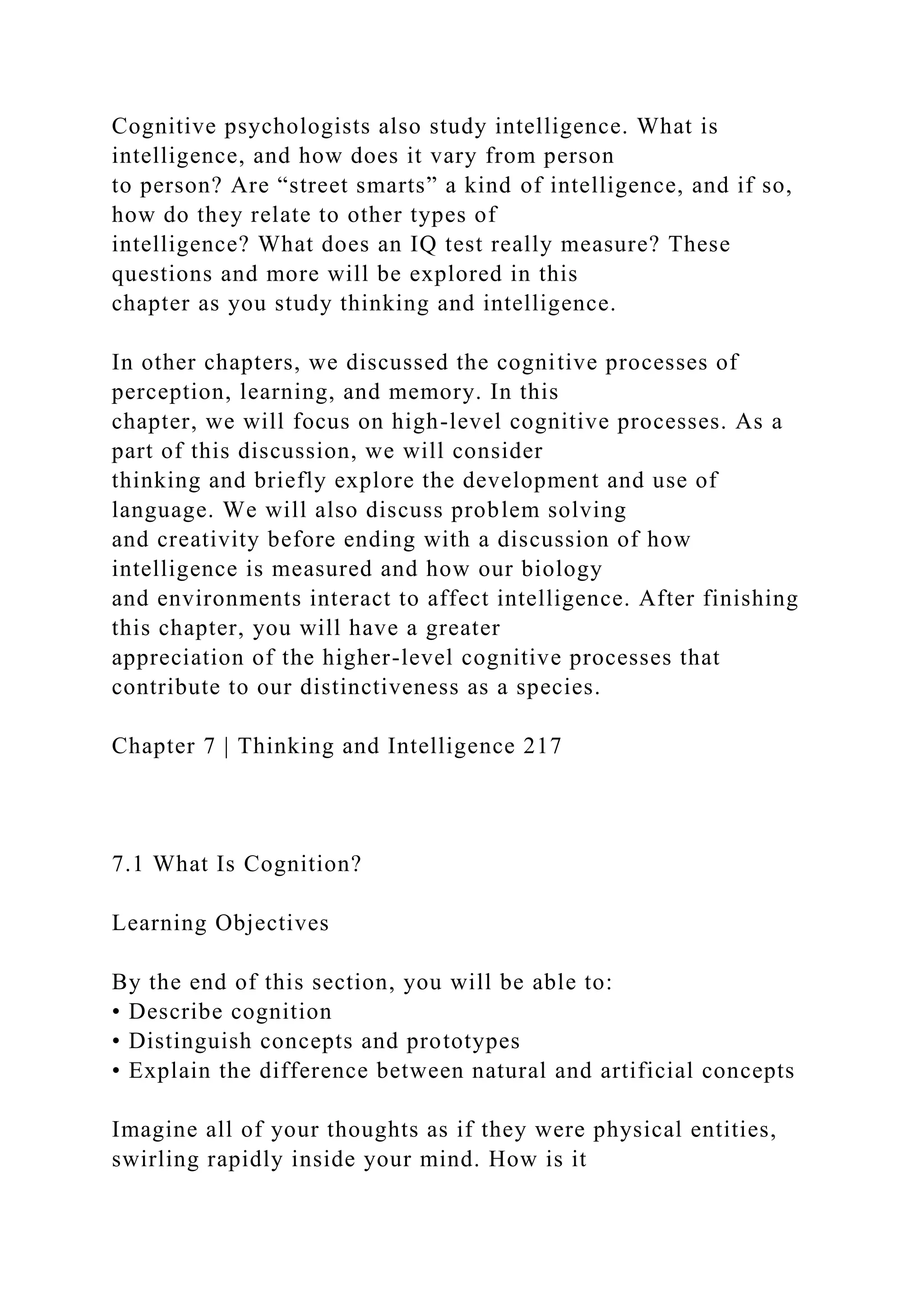 Chapter 7thinking And Intelligencefigure 7 1 Thinking Docx