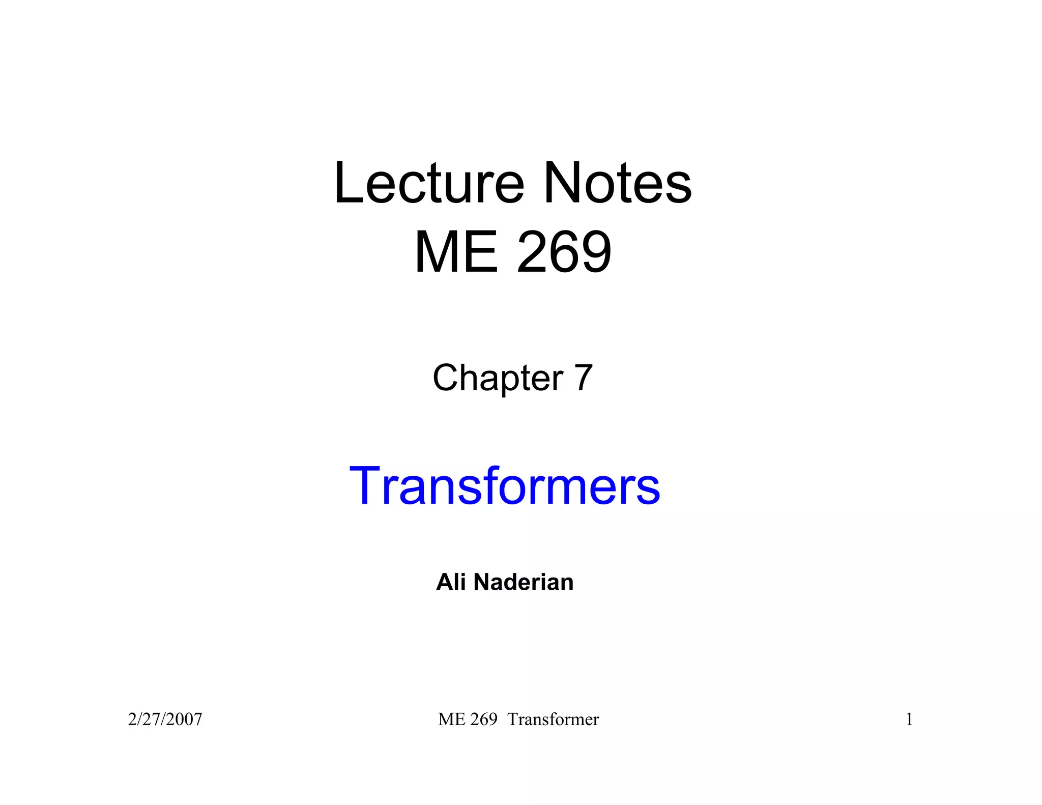 Chapter 7 transformers | PDF
